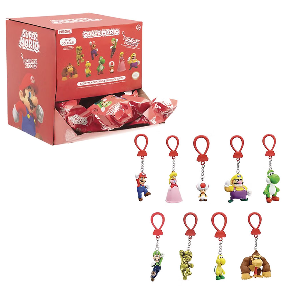 Nintendo Super Mario Figure Hangers 24-Piece Blind Mystery Box Display ...
