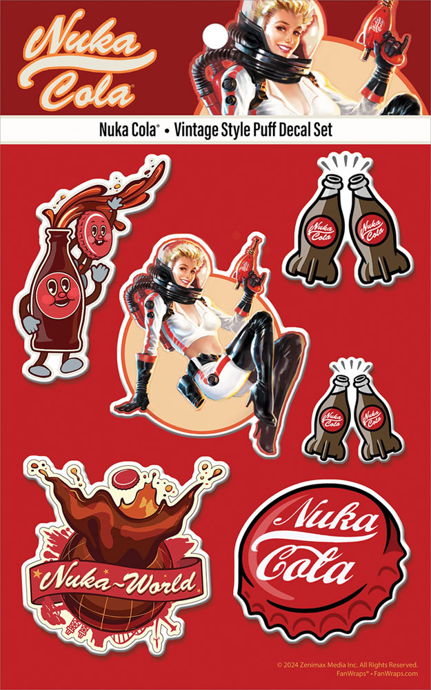 Fallout Nuka Cola Vintage Style Puff Decals 5X8-inch Sheet 10-Piece ...